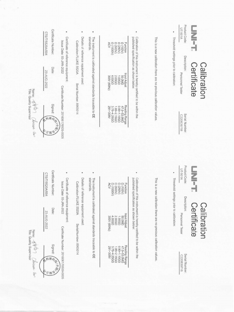 Calibration Certificate | PDF