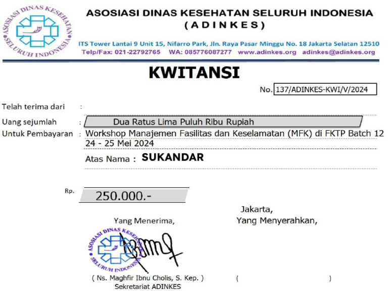137 - 104 - SUKANDAR - E-Kwitansi Workshop MFK Batch 12 | PDF