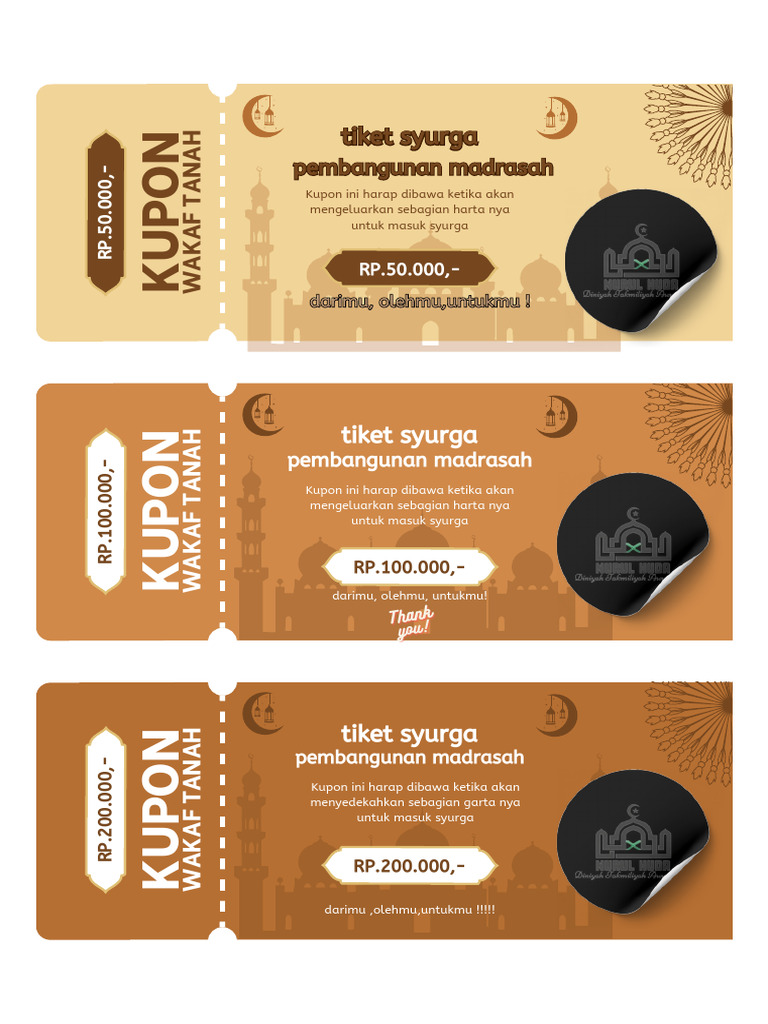 Cokelat Dan Krem Ilustrasi Pengambilan Zakat Fitrah Coupon | PDF