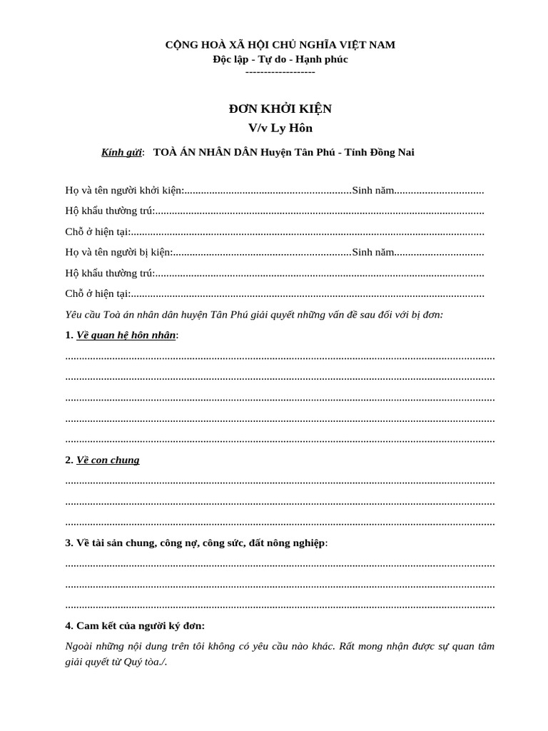 Mau Don Khoi Kien Ly Hon | PDF