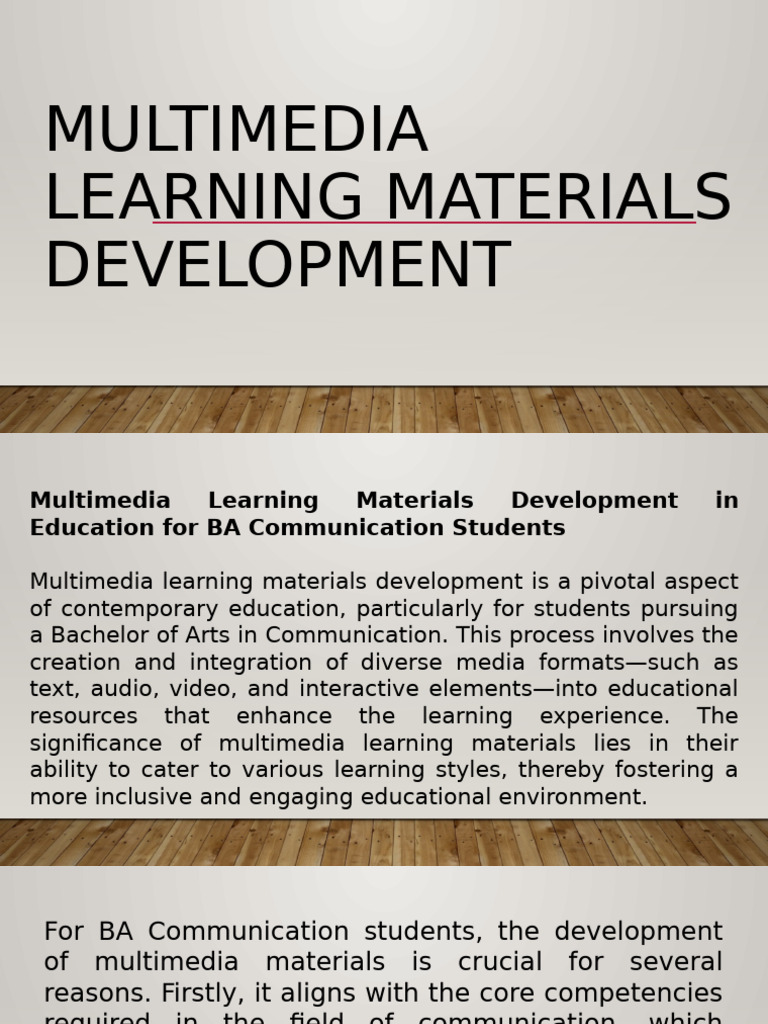 Multimedia Learning Materials Development | PDF