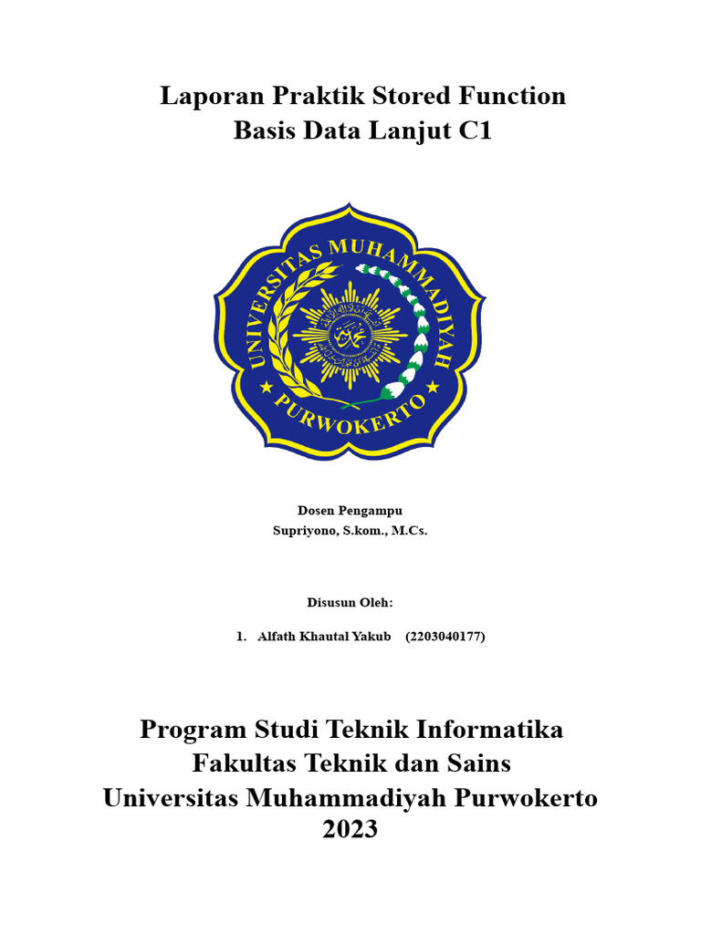 Praktik Stored Function Alfath Khautal Yakub - 2203040177 | PDF