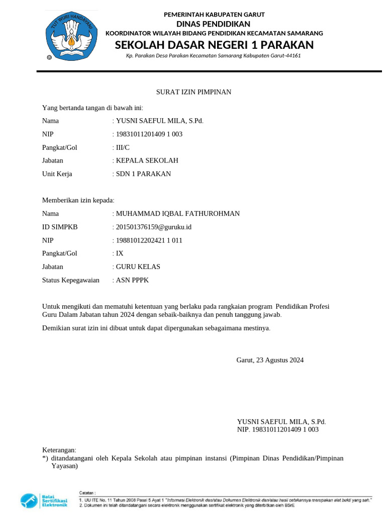 SURAT-IZIN-PIMPINAN-1 | PDF
