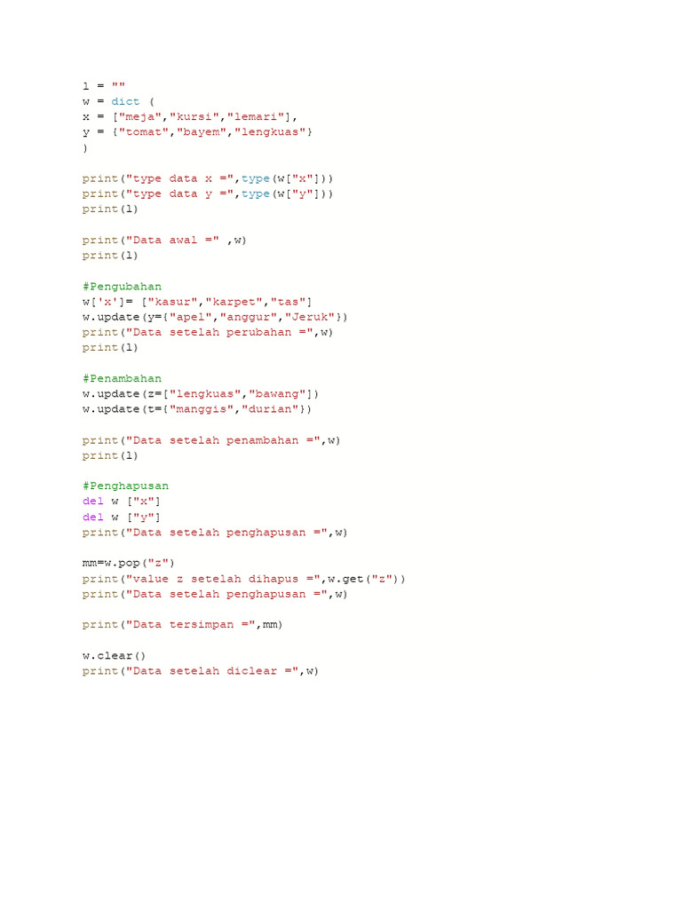 Tugas Dict Set Dan List - Alfath Khautal Yakub 2203040177 | PDF