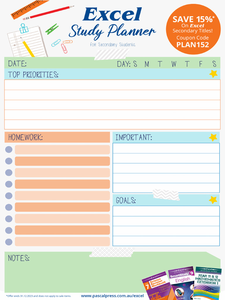 Excel_Secondary_Study_Planner23 | PDF