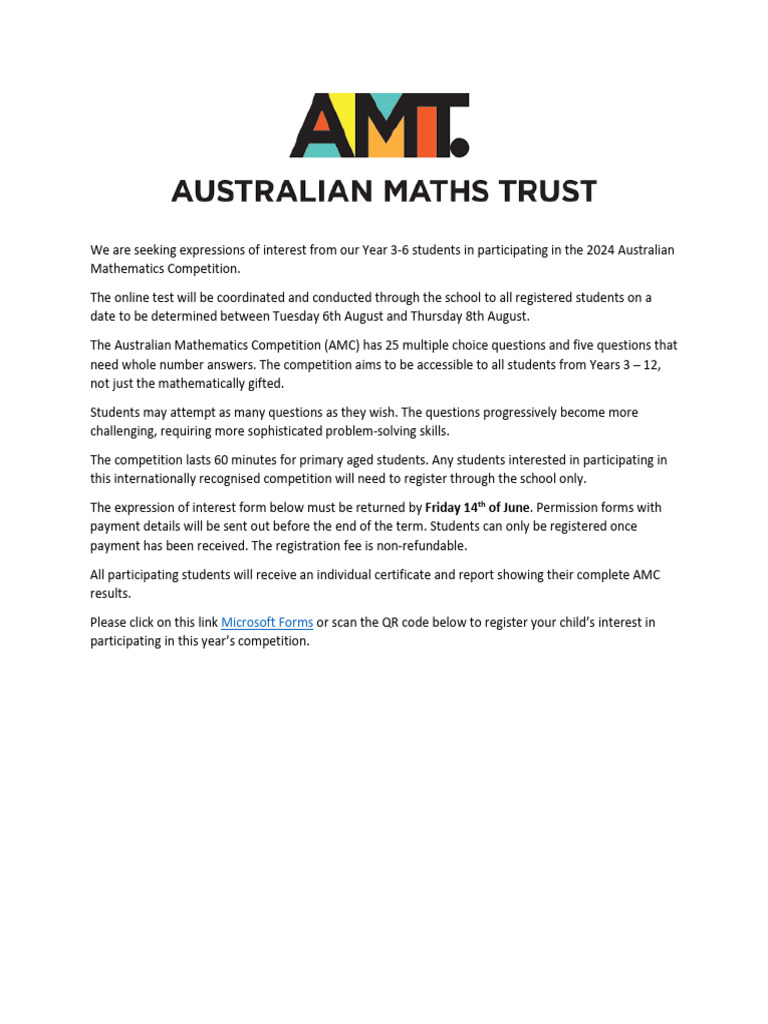 Australian Math Competition Expression of Interest Article2024 | PDF