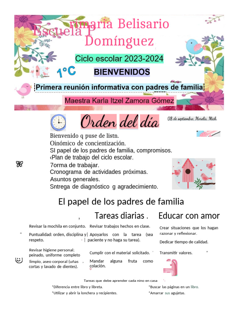 Primera Reunion Con Padres de Familia | PDF