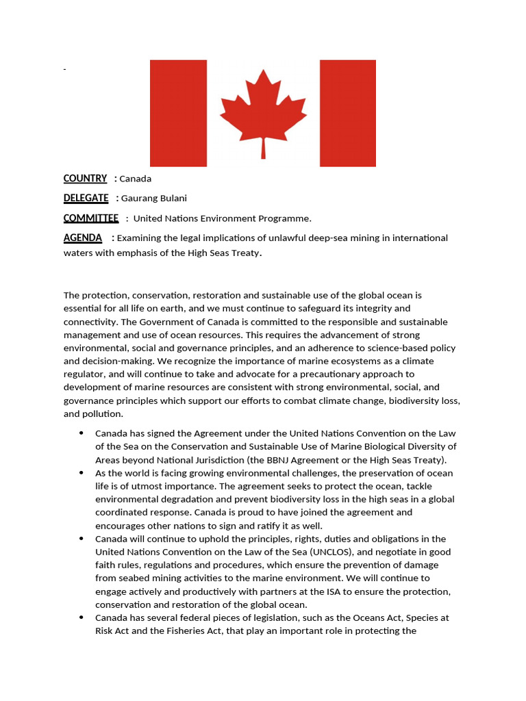 Position Paper Canada UNEP DAVMUN | PDF
