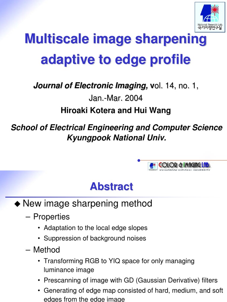 (Multiscale Image Sharpening Adaptive To Edge Profile) | PDF ...
