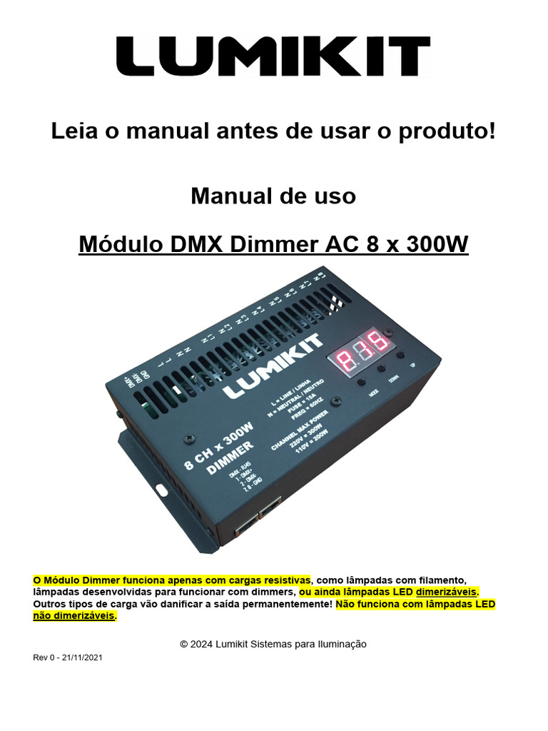 Manual Modulo DMX Dimmer AC 8x300(Br) | PDF