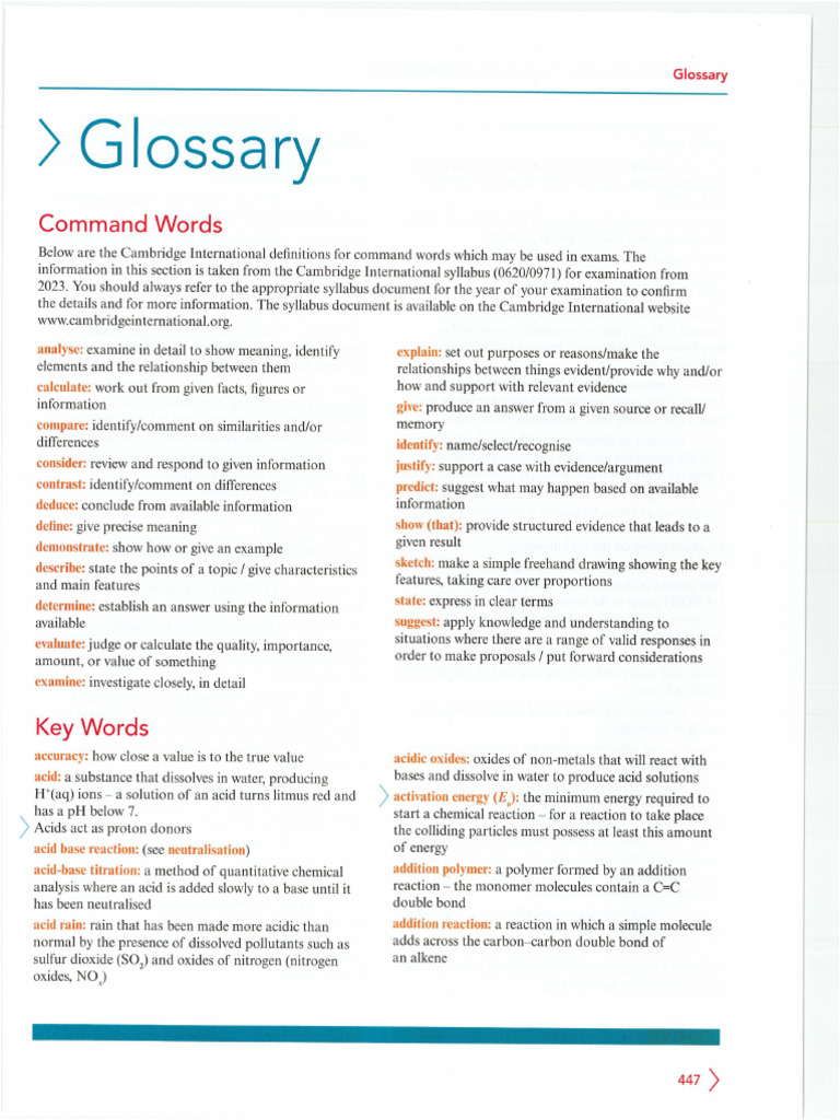 Chemistry Glossary Terms | PDF