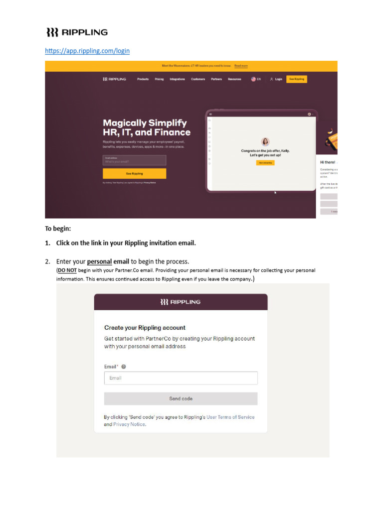 Rippling Login - How To | PDF