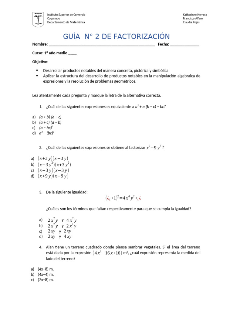 Guía de Factorización | PDF