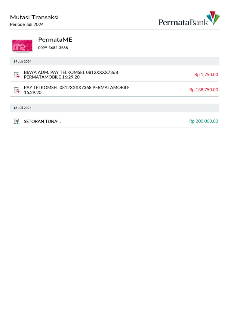 Contoh Mutasi Permata | PDF