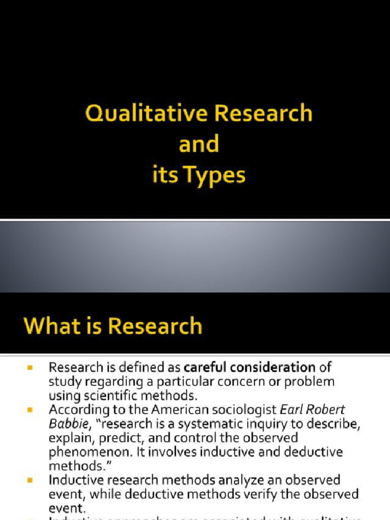 Types of Qualitative Research | PDF