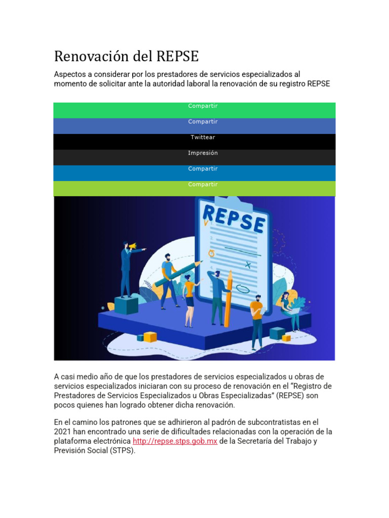 Guía para Renovar el Registro REPSE | PDF | Outsourcing | Business