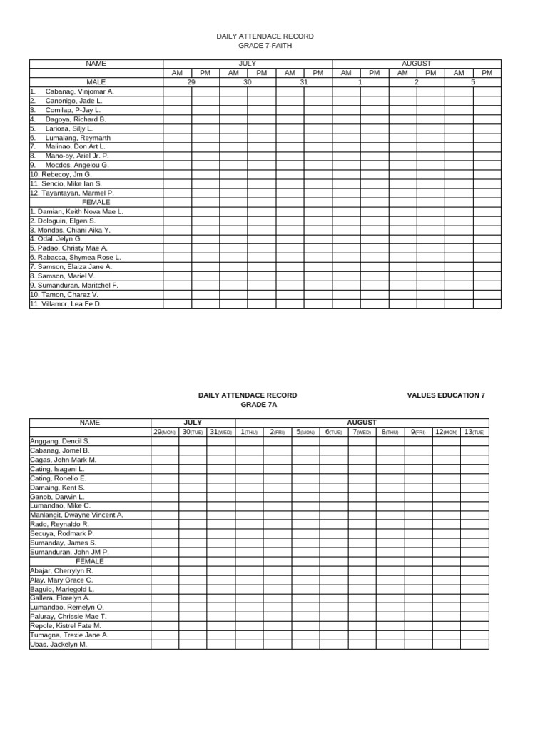 DAILY-ATTENDANCE-RECORD (1) | PDF