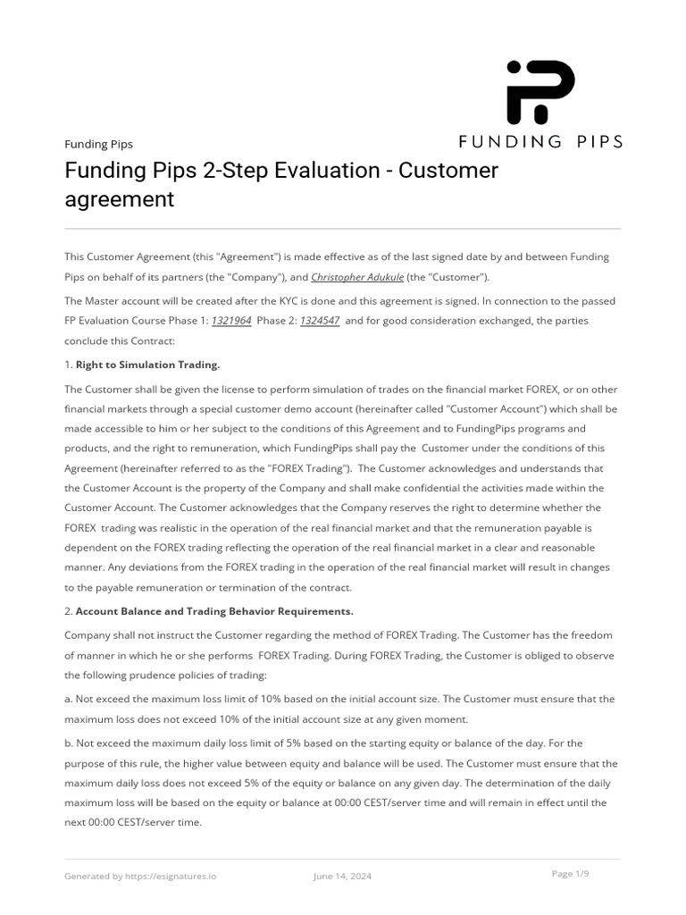 20240614080600-Utc - Signed-20240614-Funding Pips 2-Step Evaluation - Customer Agreement ...