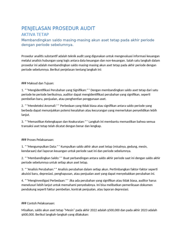 PENJELASAN PROSEDUR AUDIT | PDF