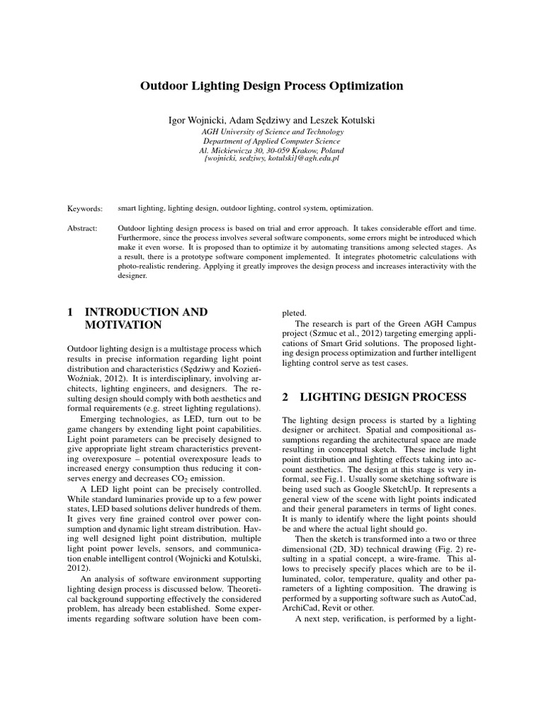 Outdoor Lighting Design Process Optimiza | PDF