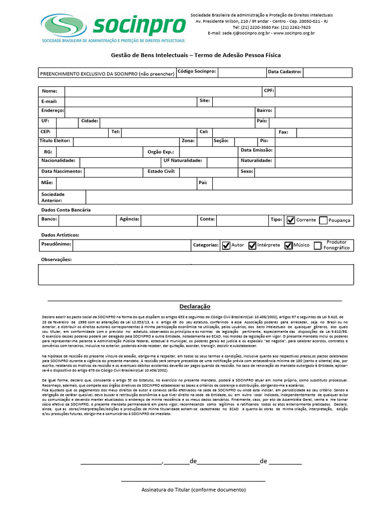 1 Termo de Ades o Pessoa F Sica | PDF | Direitos Autorais