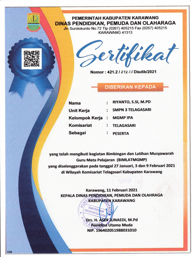 Sertifikat MGMP | PDF