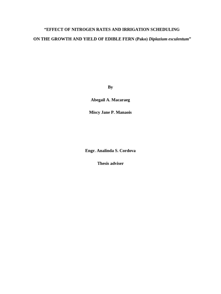 0 THESIS-Diplazium-Esculentum-Pako-OUTLINE | PDF