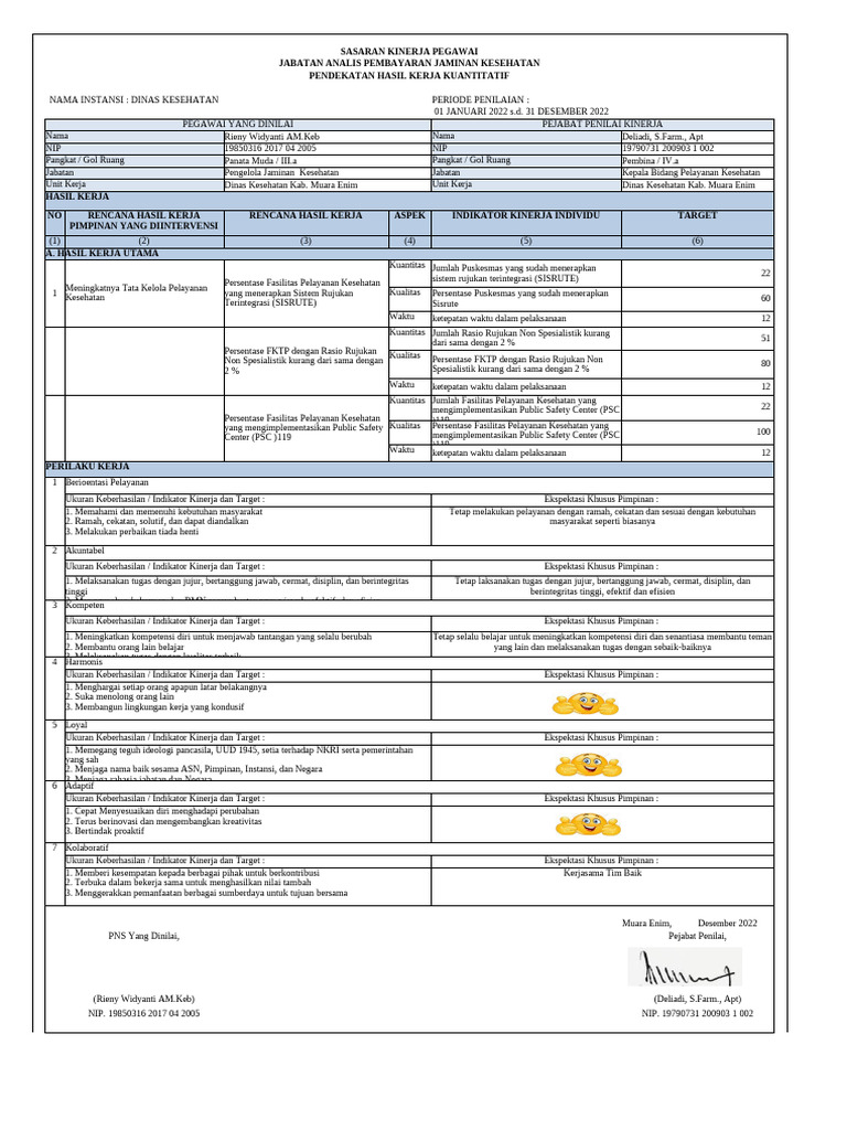 Andespa - SKP Permenpan 6 TH 2022 - JA JF Kuantitatif | PDF