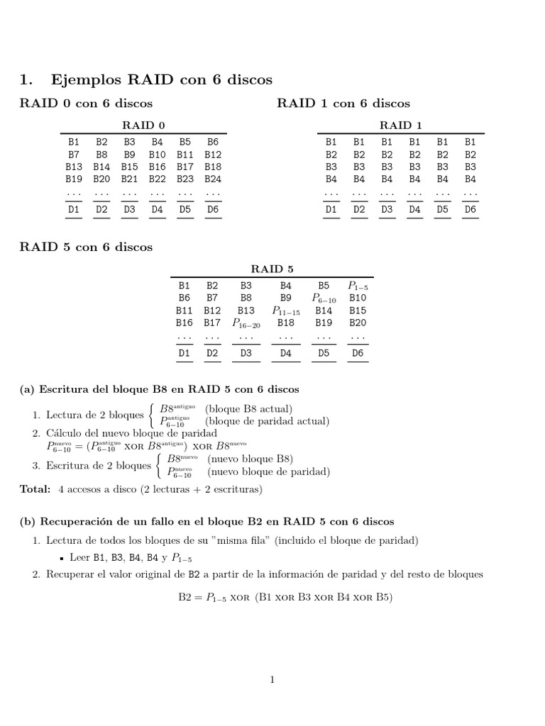 RAID Varios Ejercicios - Esquemas de Soluciones Con RAID | PDF