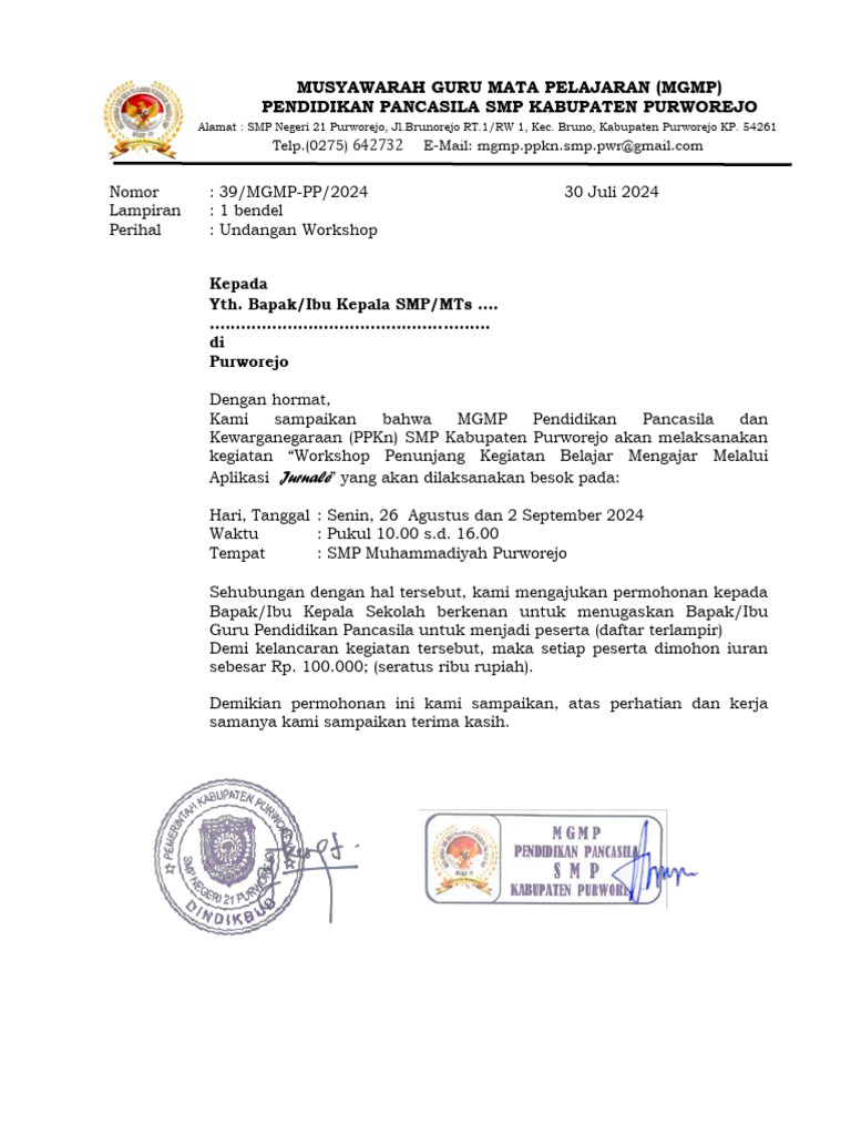 Edisi Revisi UNDANGAN WORKSOP 26 AGUSTUS | PDF