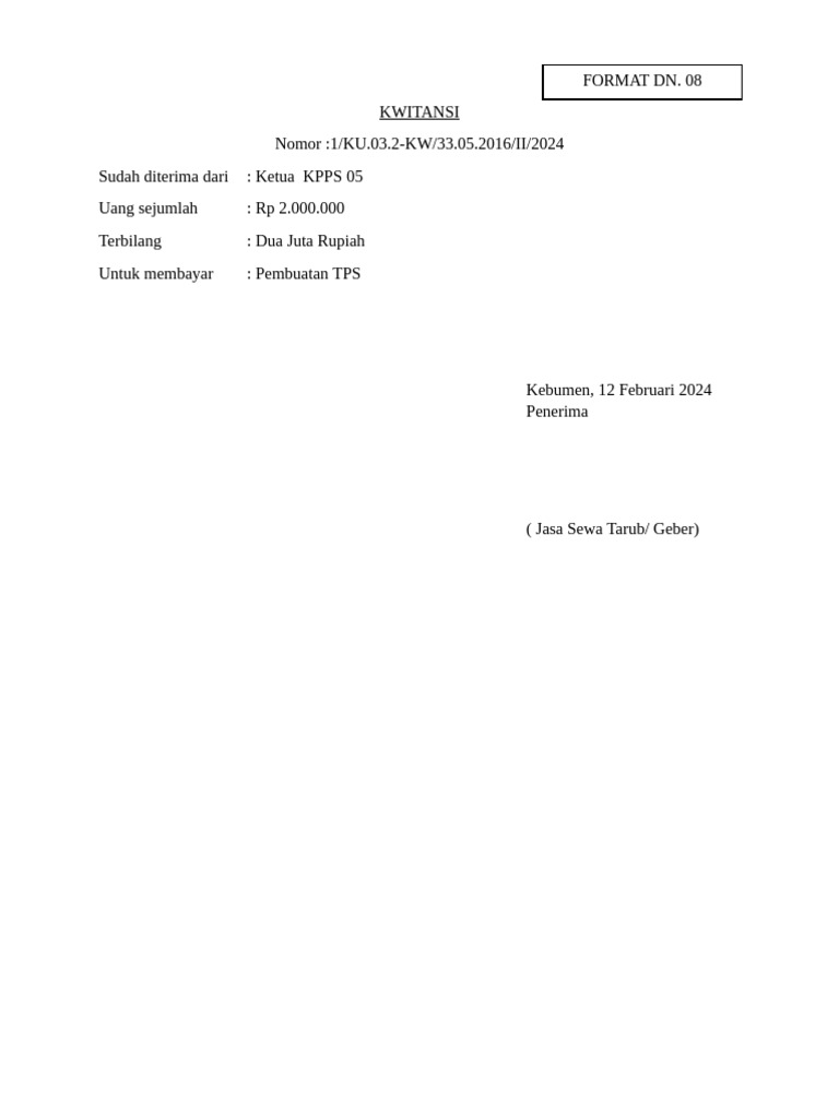 KWITANSI Kpps | PDF