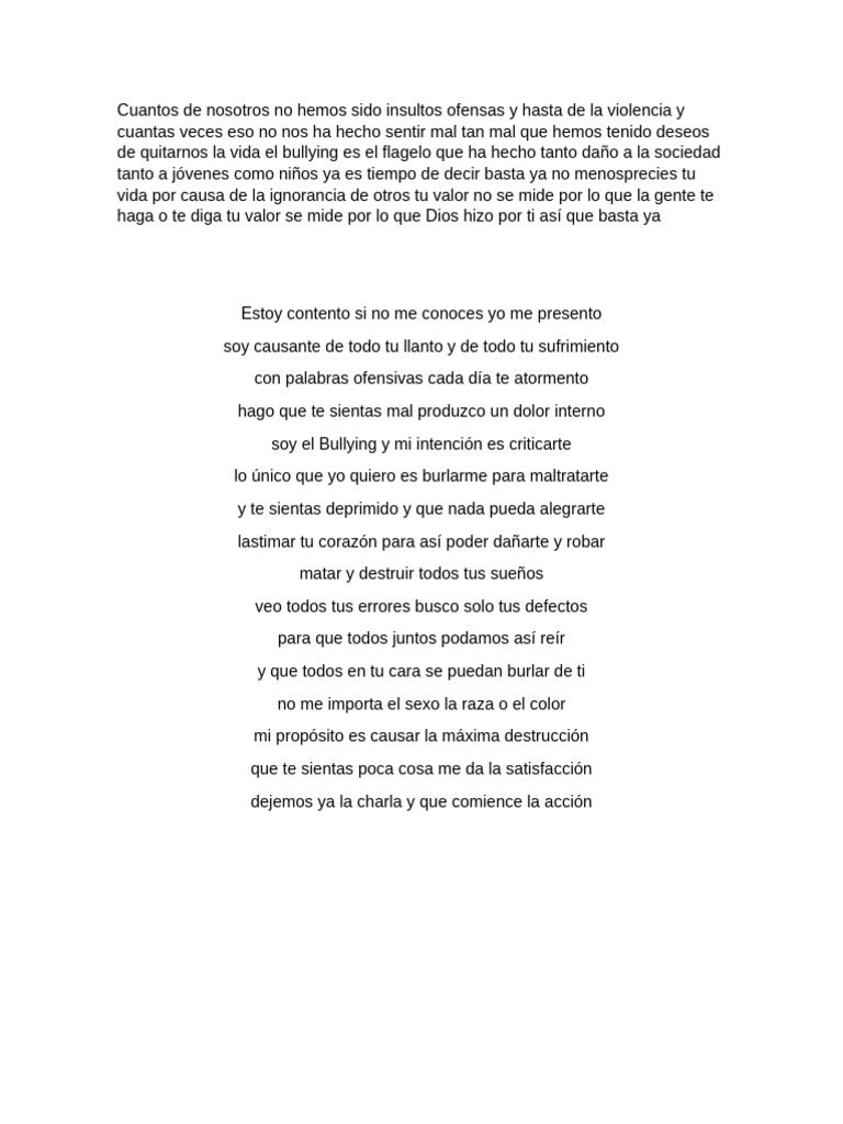 Letra Rap Bullying | PDF