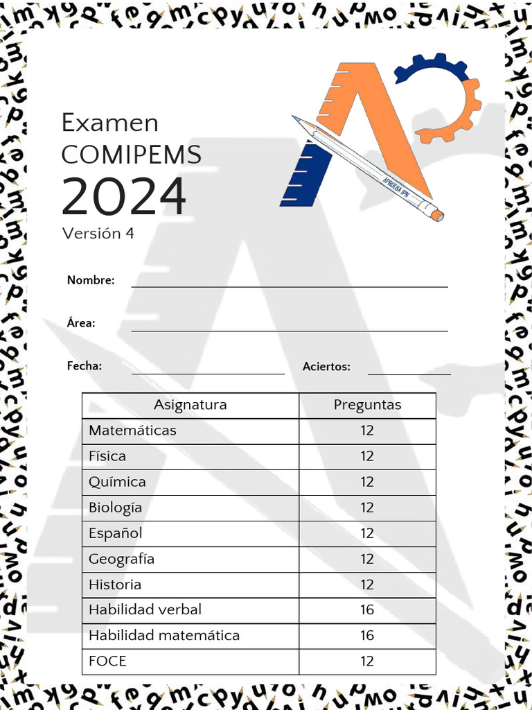 Examen Simulacro Examen Versión 4 COMIPEMS | PDF