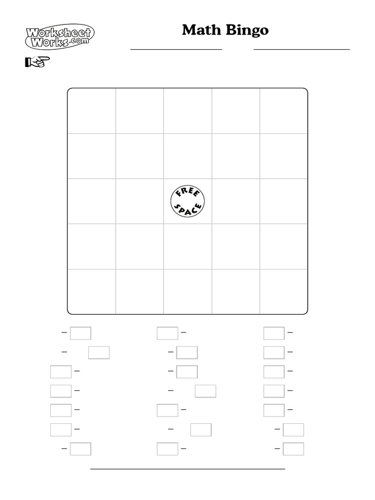 WorksheetWorks_Math_Bingo_3 | PDF