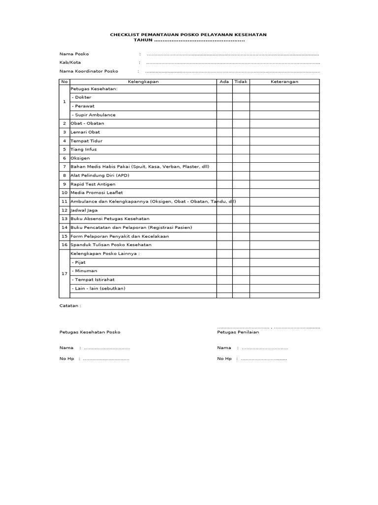Form Checklist Monev | PDF