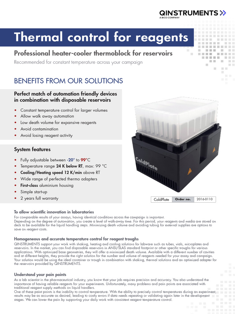 AUTOMATION Thermal Control Reagents Reservoirs | PDF