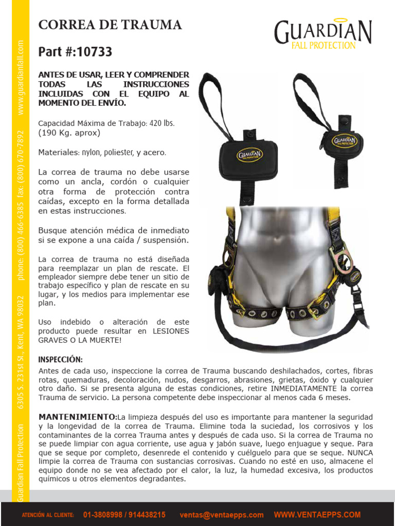 Cinta Antitrauma Guardian 10733 | PDF