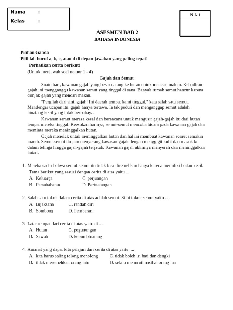 Asesmen Bi Bab 2 | PDF
