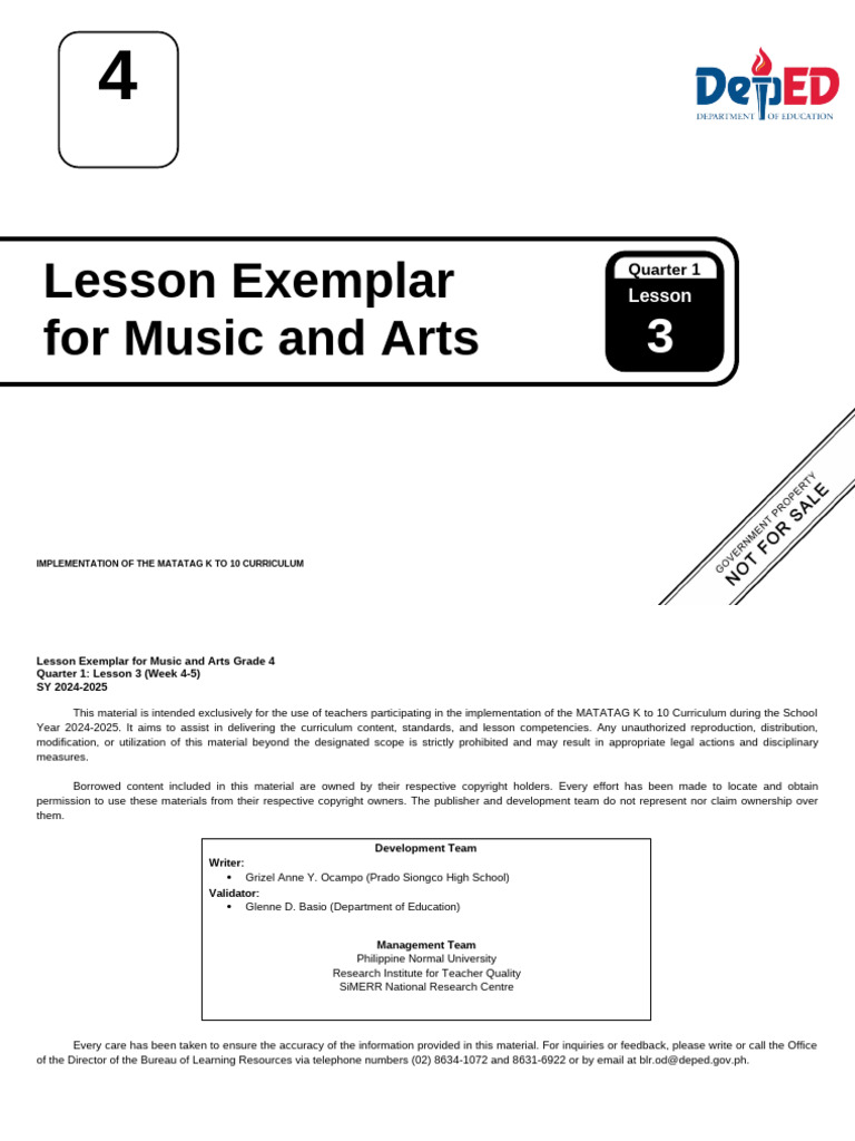 Q1 LE Music and Arts 4 Lesson3 Week 4-5 | PDF