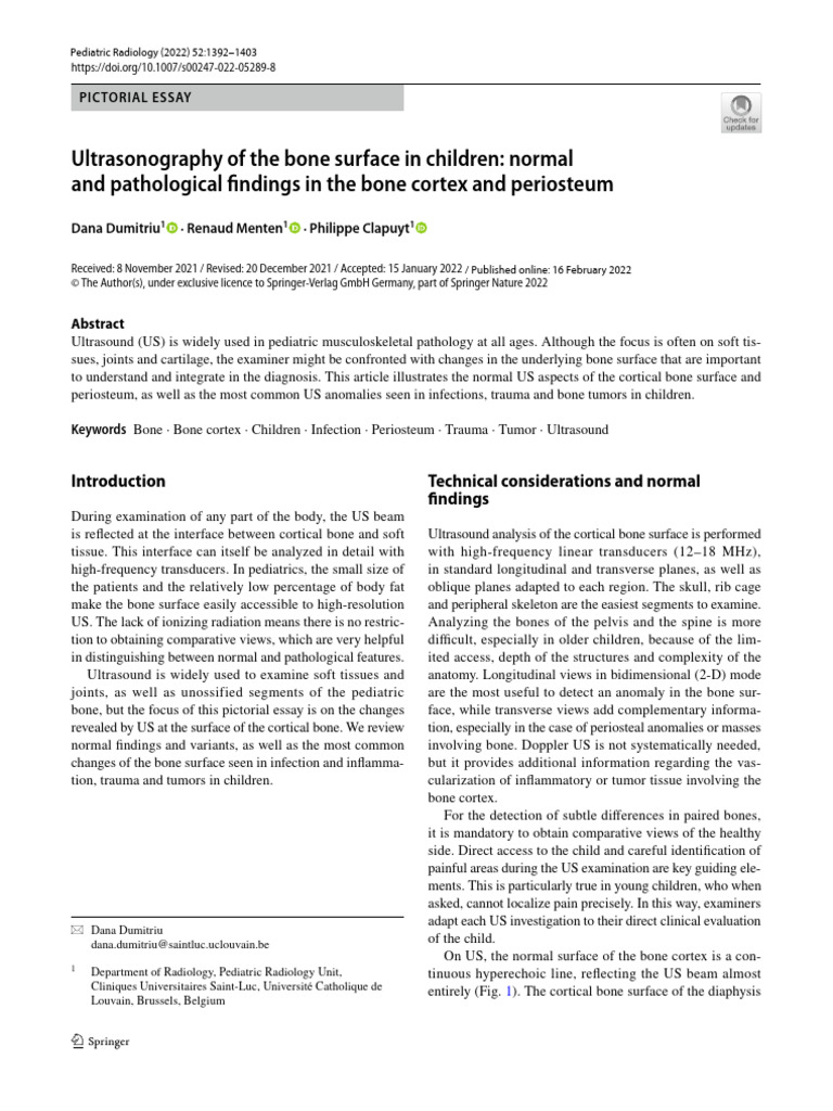 Ultrasonography of The Bone Surface in Children: Normal and ...