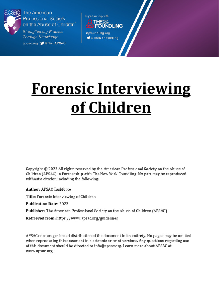ASPAC 2023 Forensic Interviewing of Children | PDF