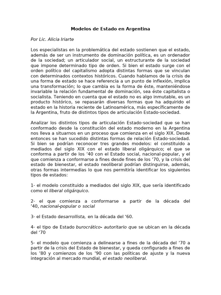 Modelos de Estado en Argentina | PDF