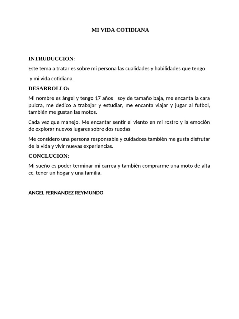 Mi Vida Cotidiana | PDF