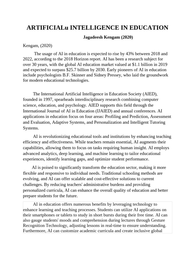 Artificial Intelligence in Education RRL | PDF | Artificial ...
