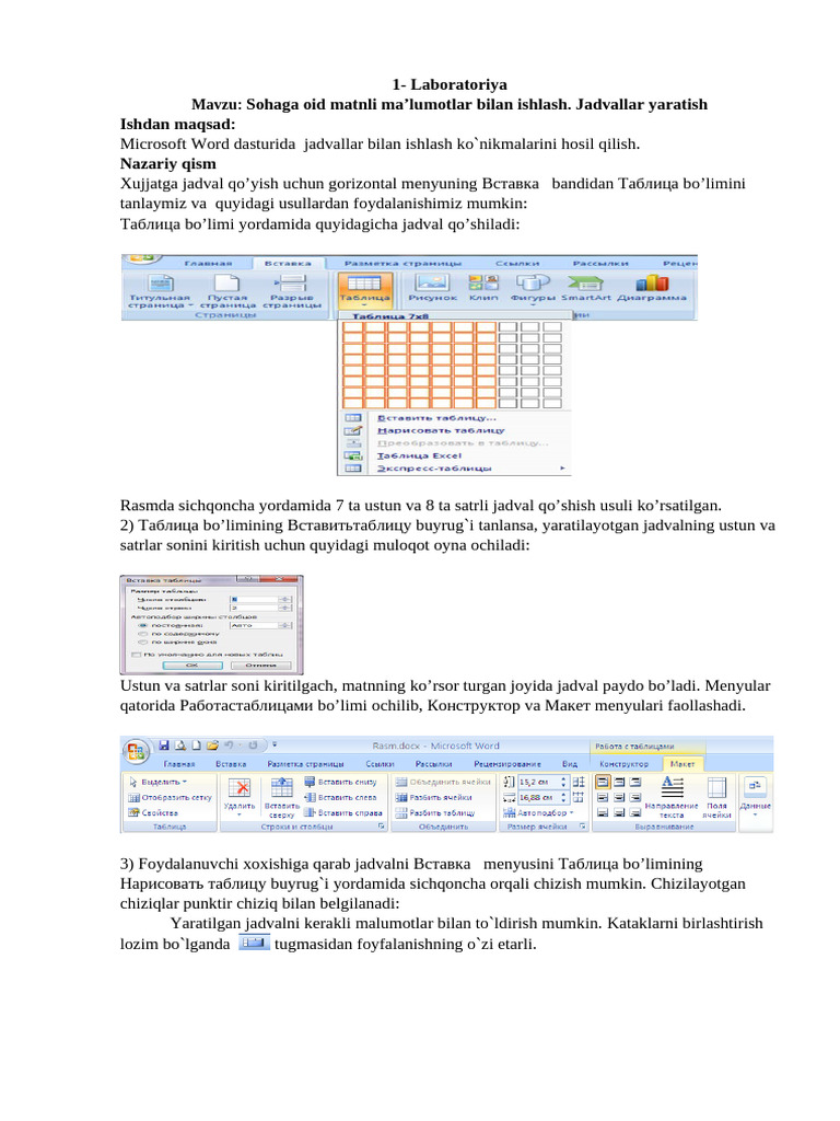 1 Wordda Jadvallar | PDF