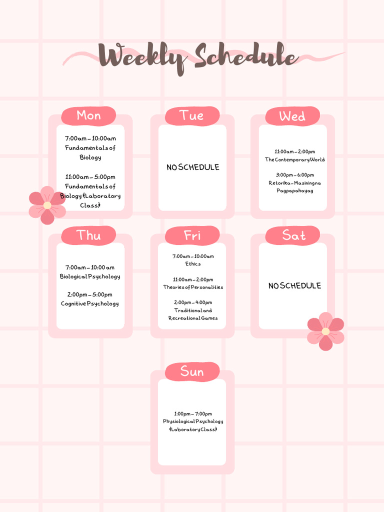 Red Modern Cute Schedule Template (Flyer) | PDF