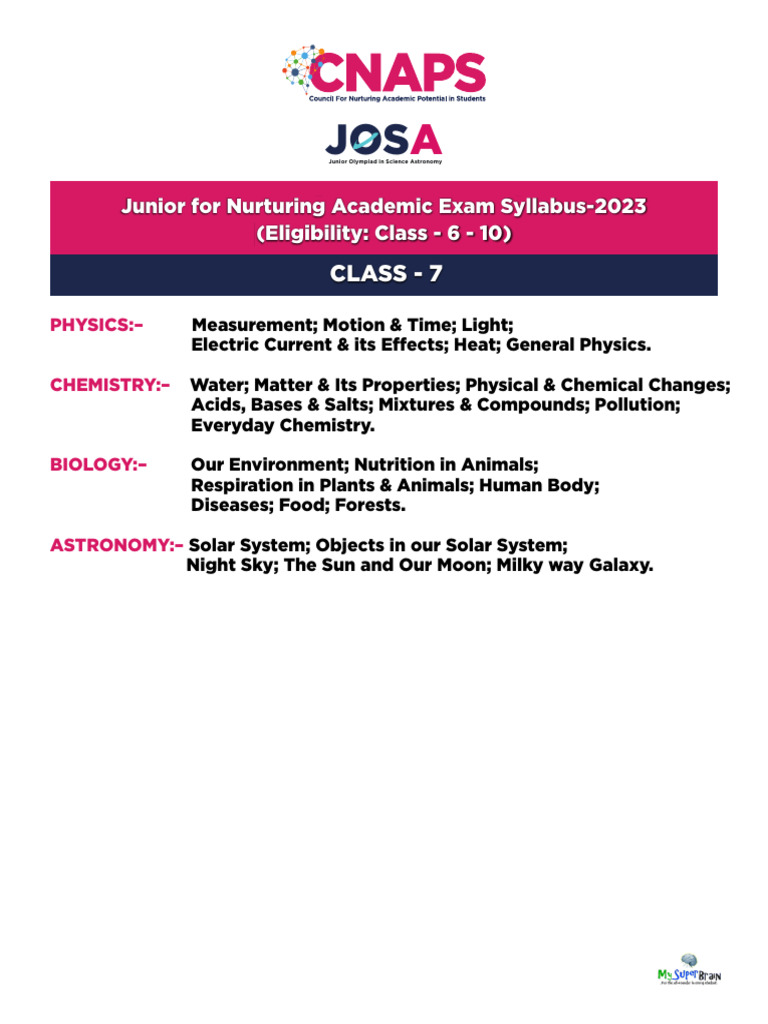 JOSA Syllabus CLASS-7.97f4a7b0 | PDF