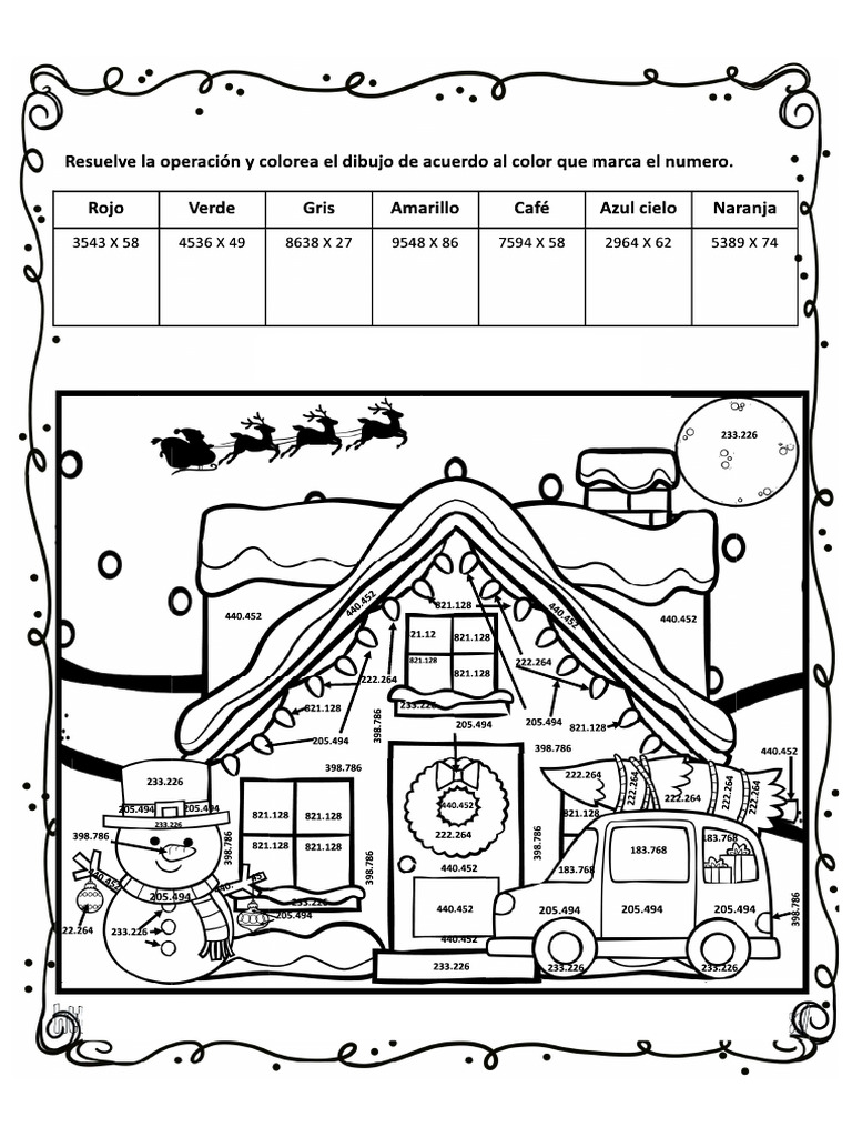Multiplica y Colorea Navidad Sexto | PDF