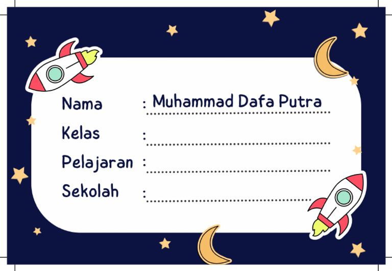 Biru Putih Sederhana Kreatif Angkasa Label Nama Buku - 20240714 ...