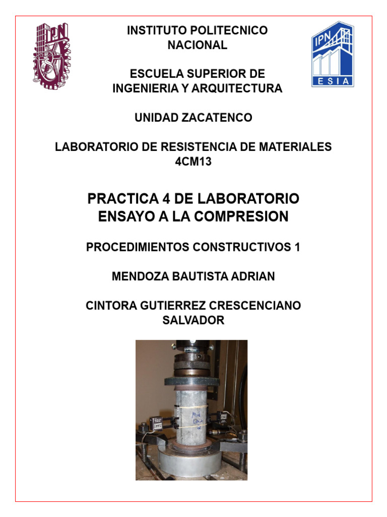 Practica 4 Resistencia A La Compresion | PDF